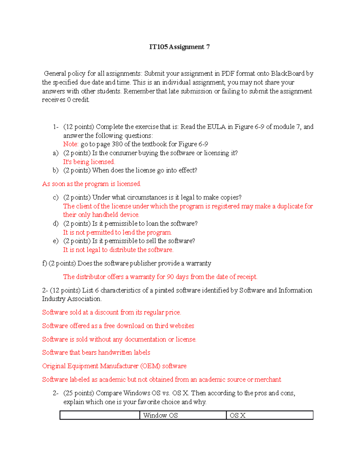 IT105 Assignment 7 - This is an individual assignment; you may not ...