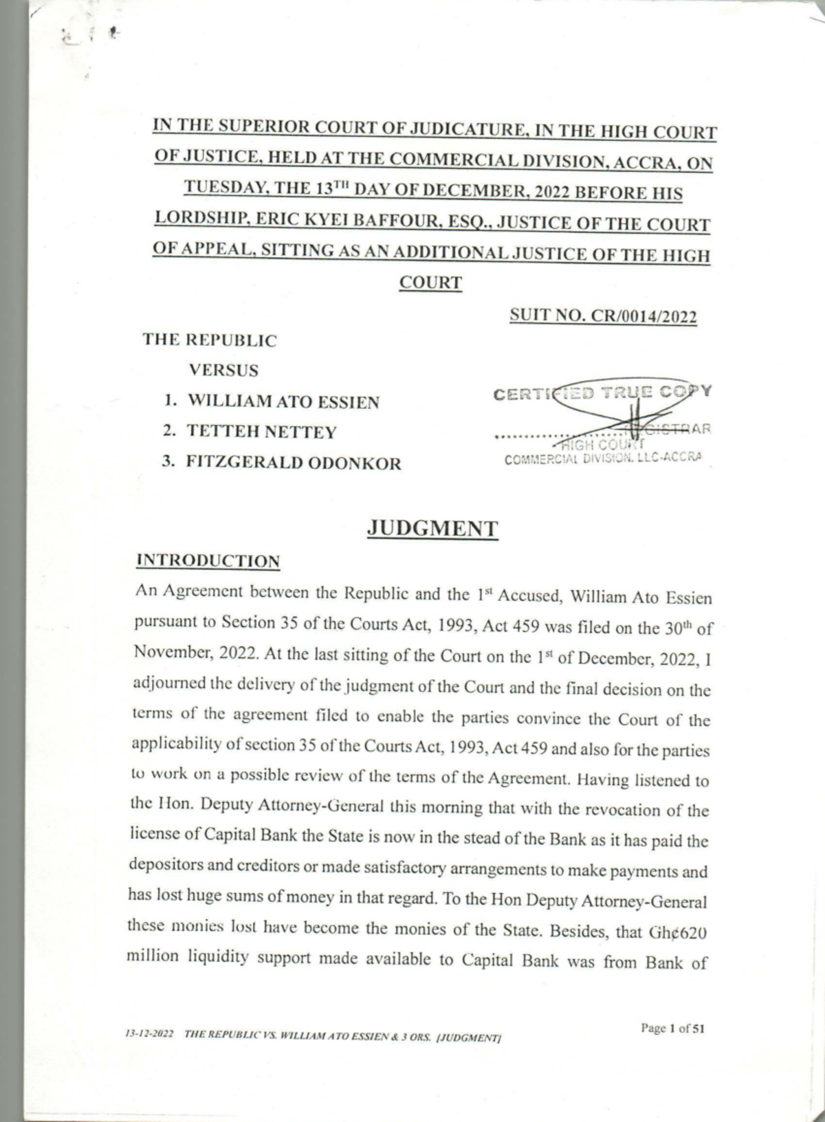 Judgment on The Republic vs. William Ato Essien: Plea Bargains & State ...