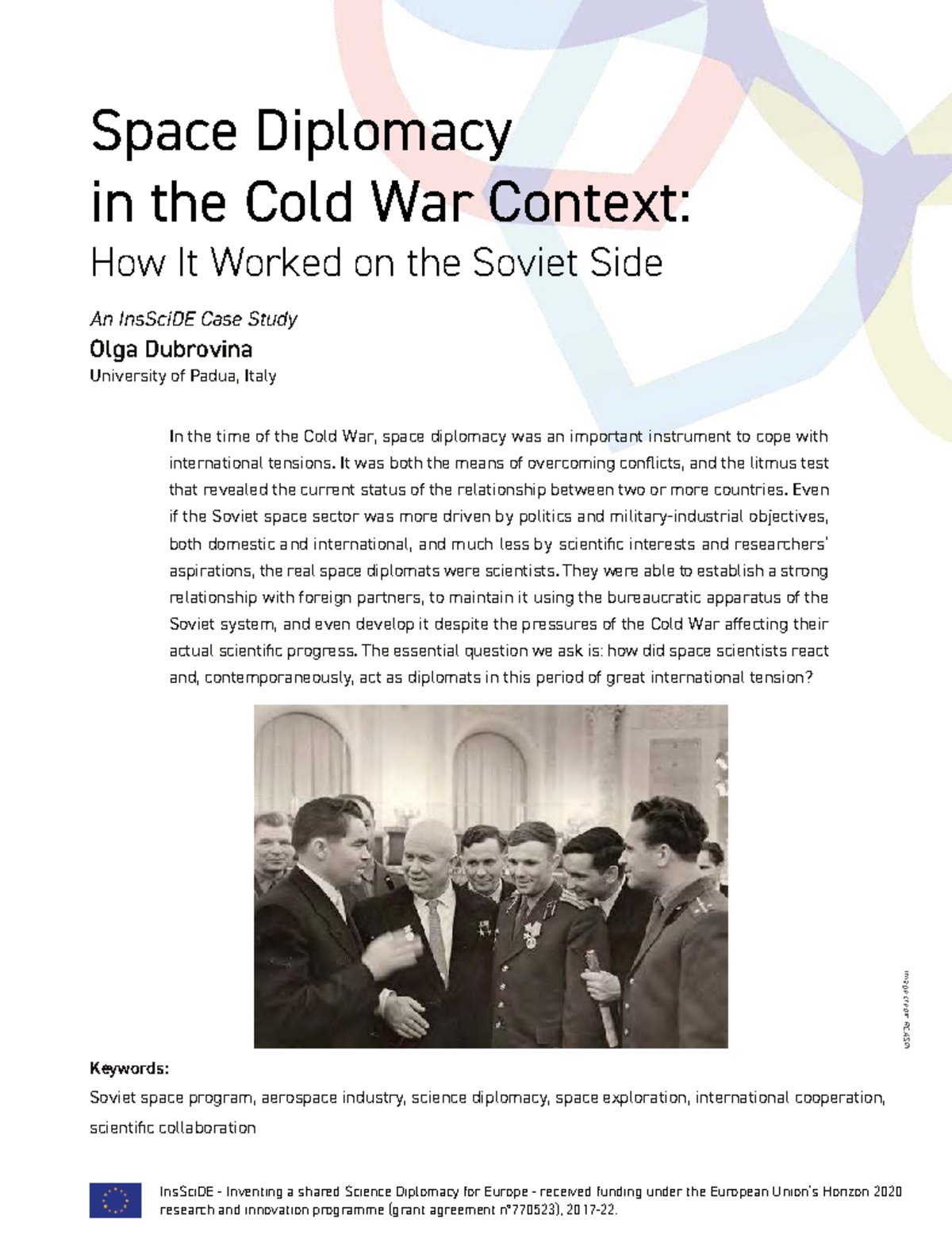 Space Diplomacy in the Cold War: The Soviet Perspective (InsSciDE Case ...