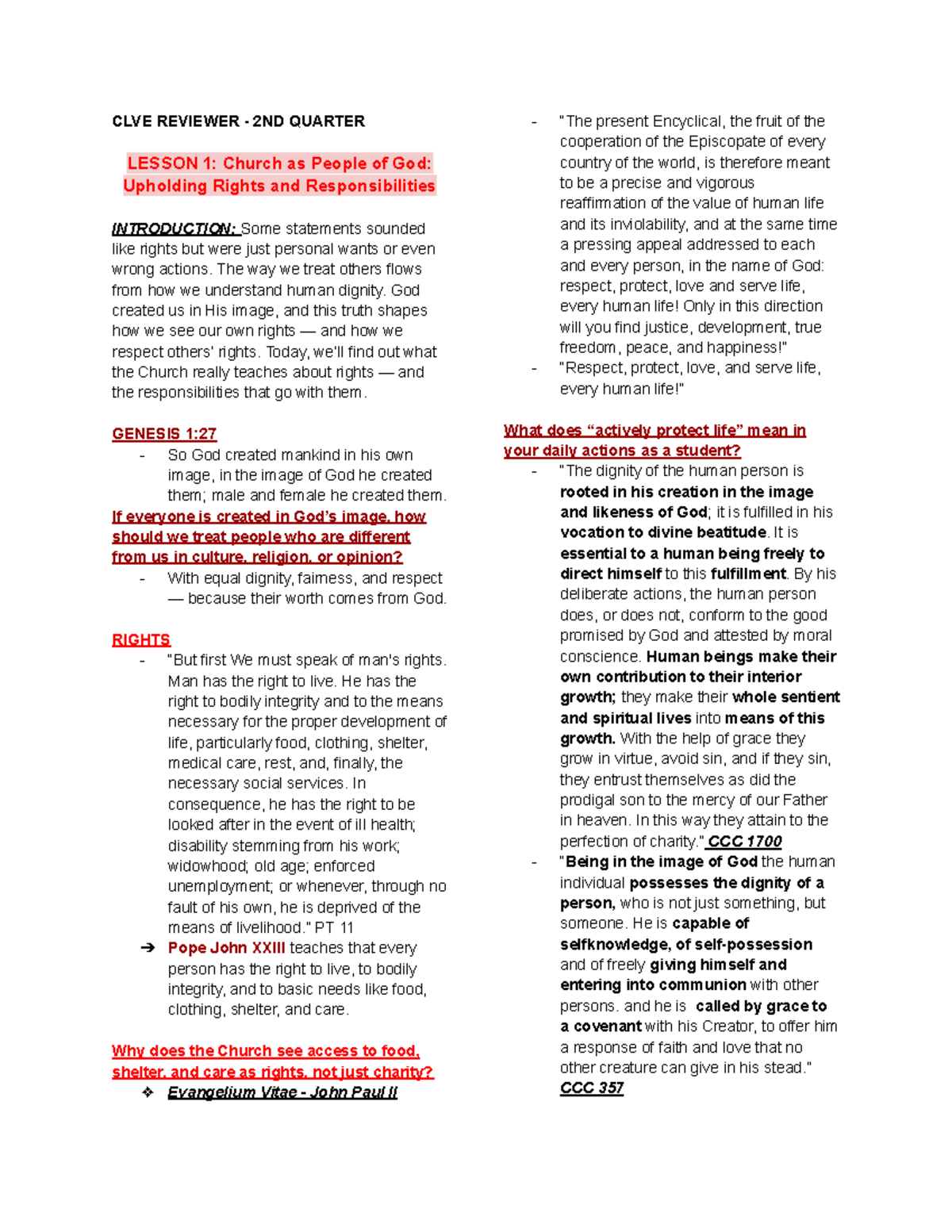CLVE 2ND QTR LESSON 1: Church as People of God & Rights ...