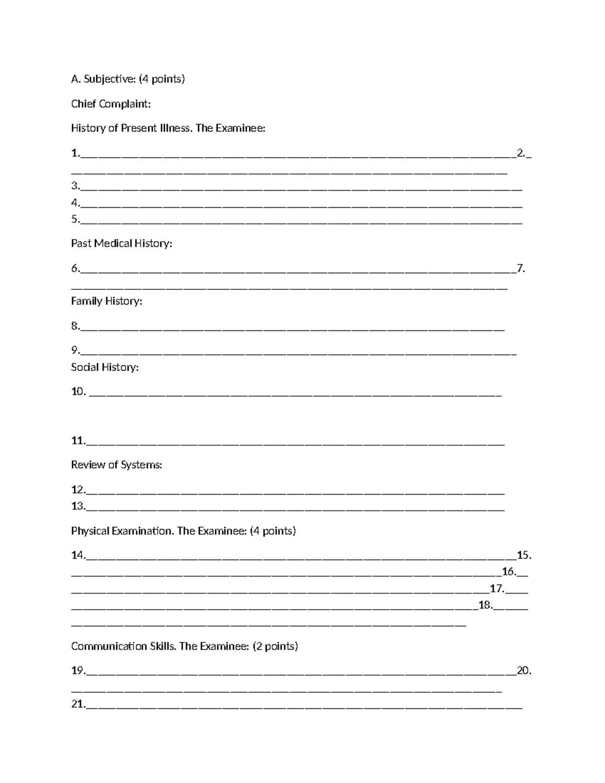 SOAP Template for Patient Note: Subjective & Objective Details - Studocu