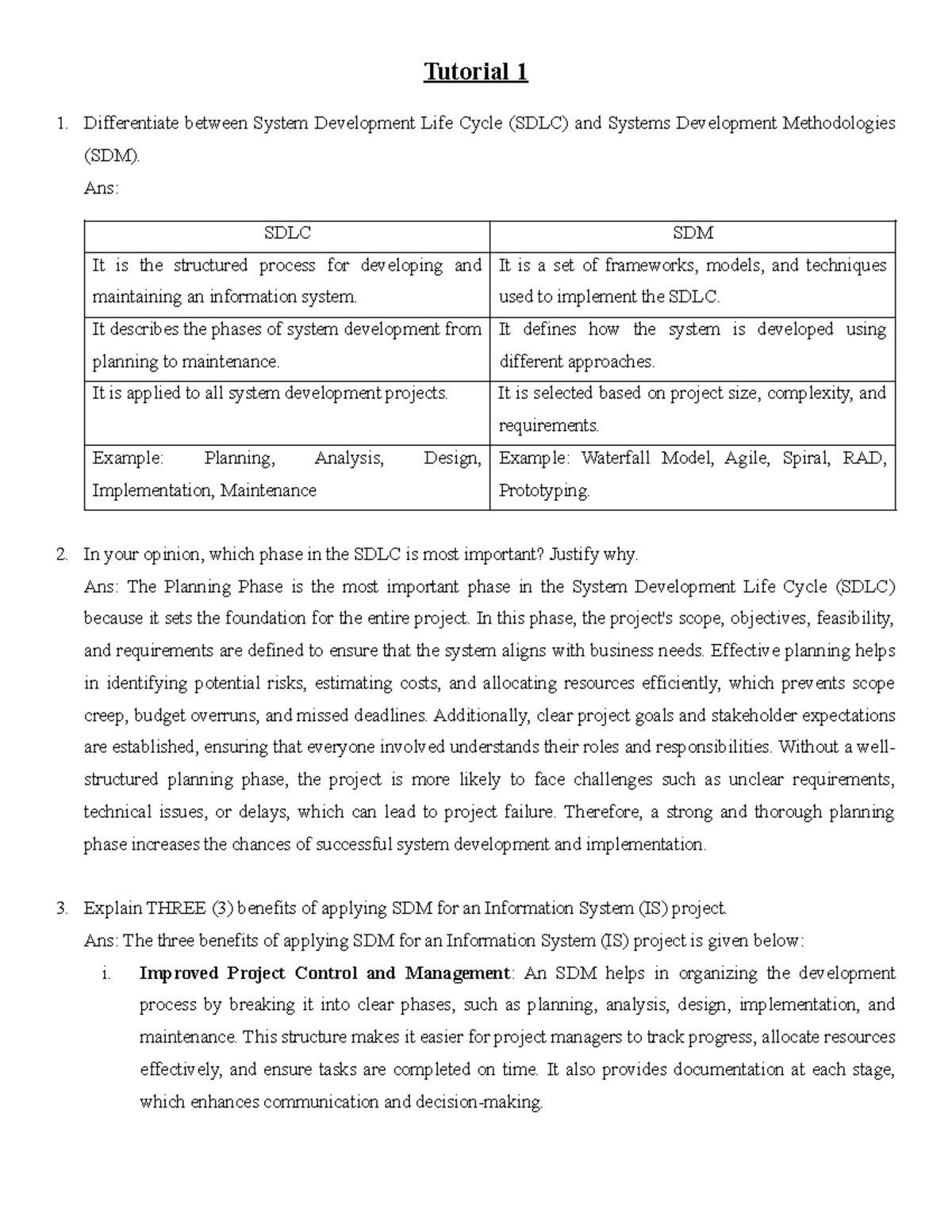 Tutorial 1: SDLC vs. SDM - Key Differences and Benefits - Studocu