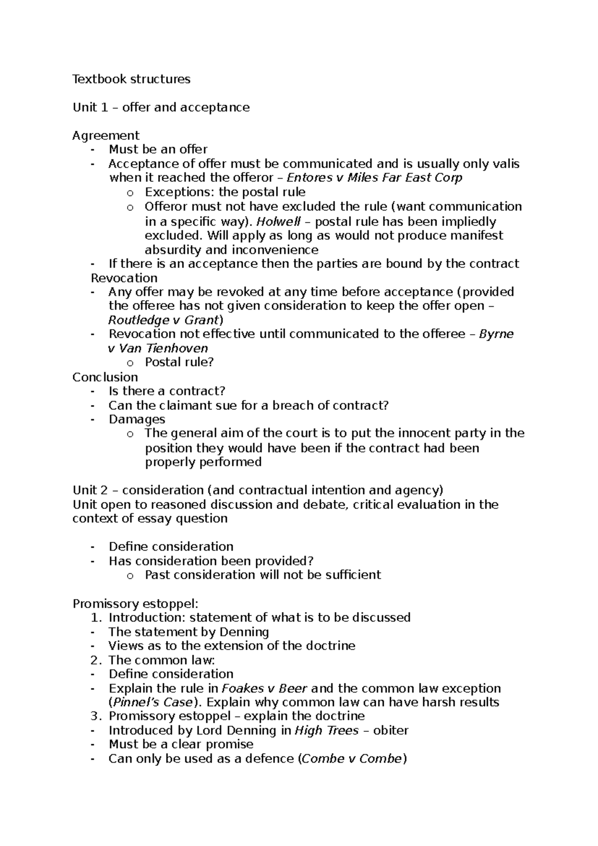 Textbook Structures: Offer, Acceptance, and Consideration (Unit 1-3 ...