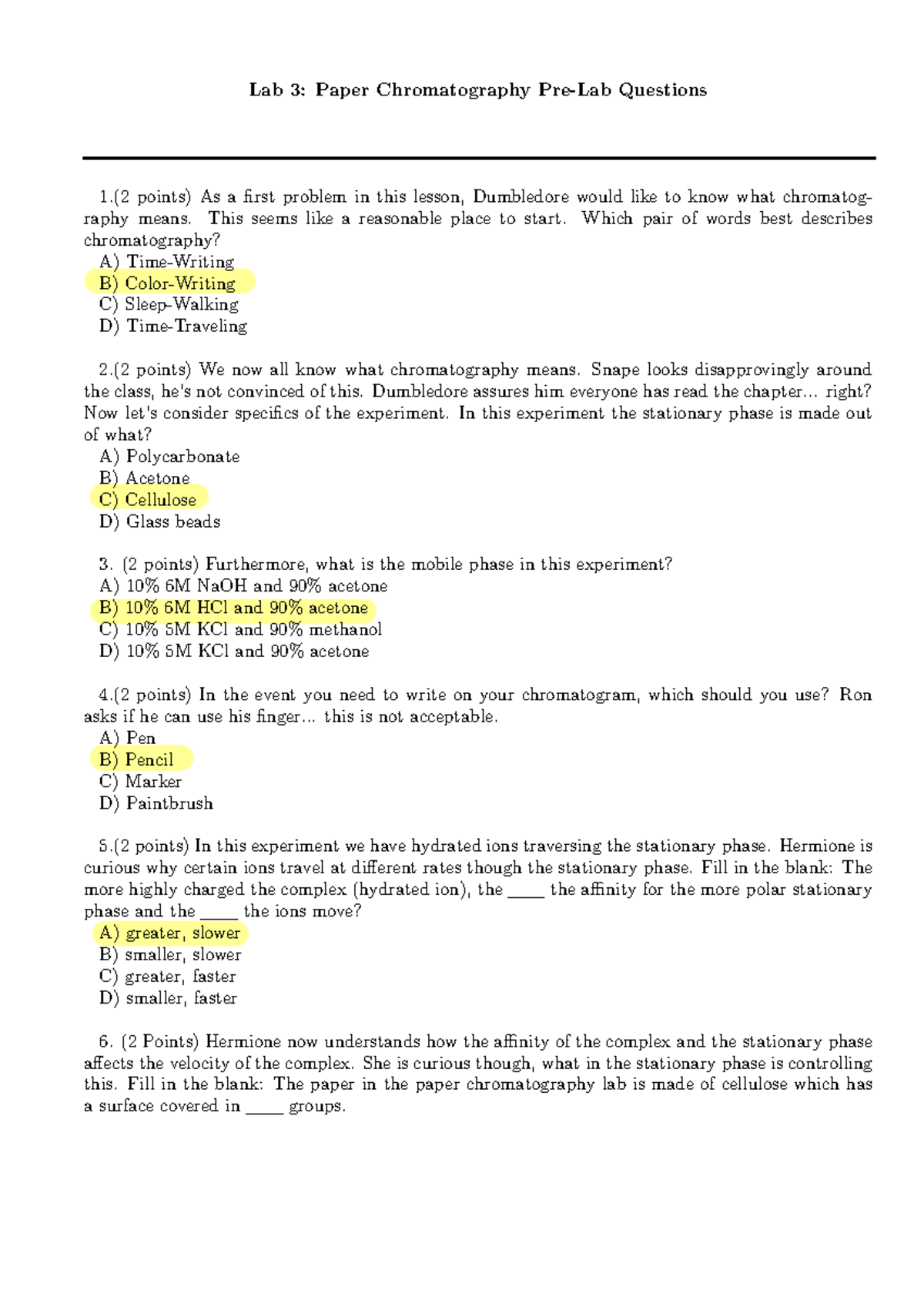 Lab 3: Paper Chromatography Questions and Answers - Studocu