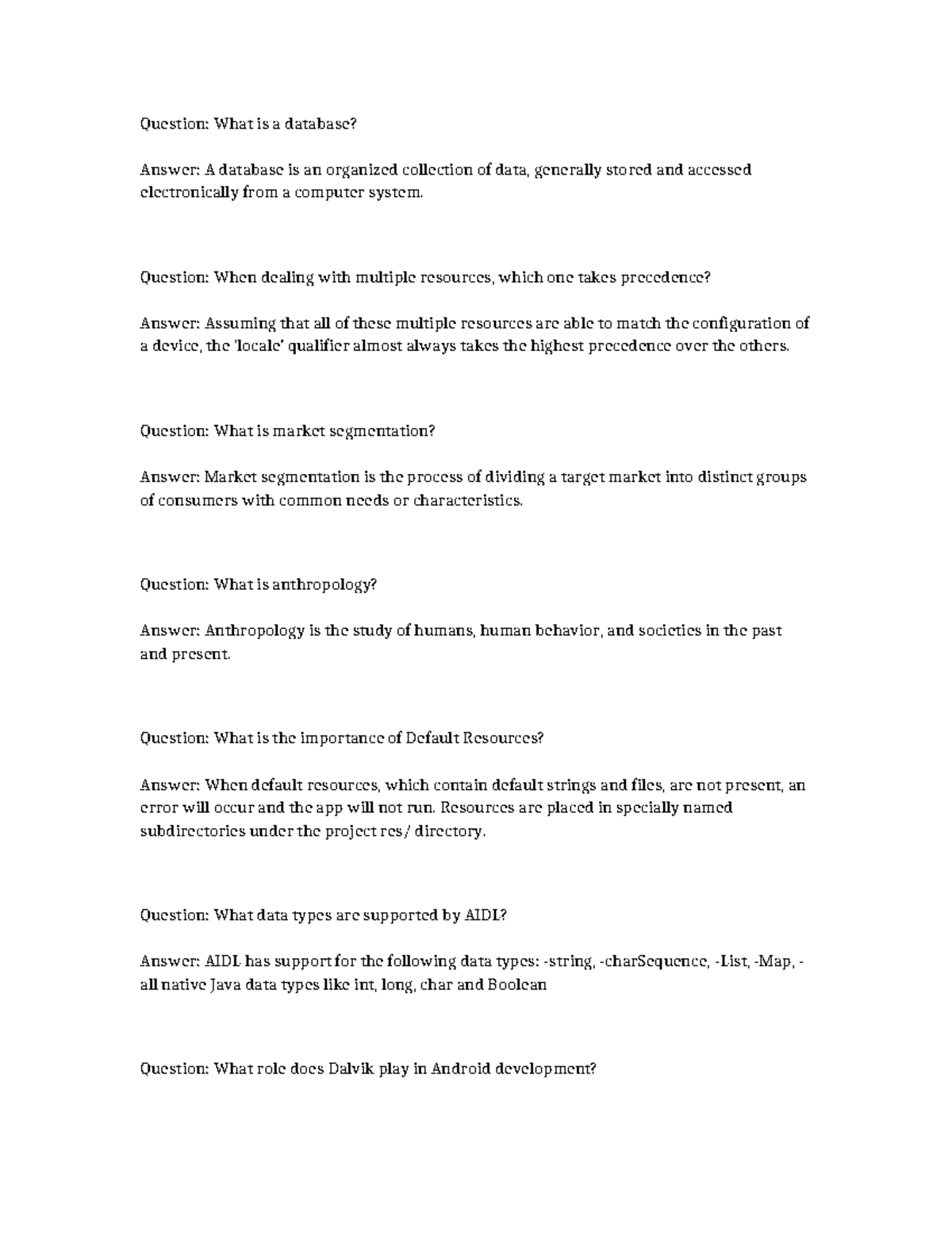 Database and Market Segmentation Concepts: A Study Guide - Studocu