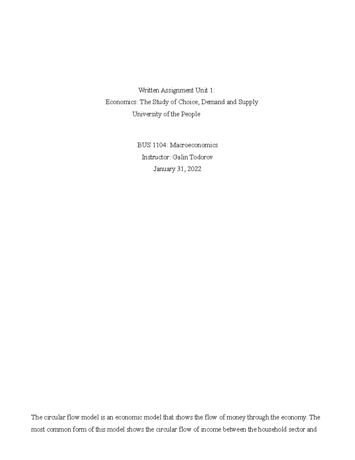BUS 1102 - Assignment UNIT 1 - Career Paths Open to Individuals with an ...