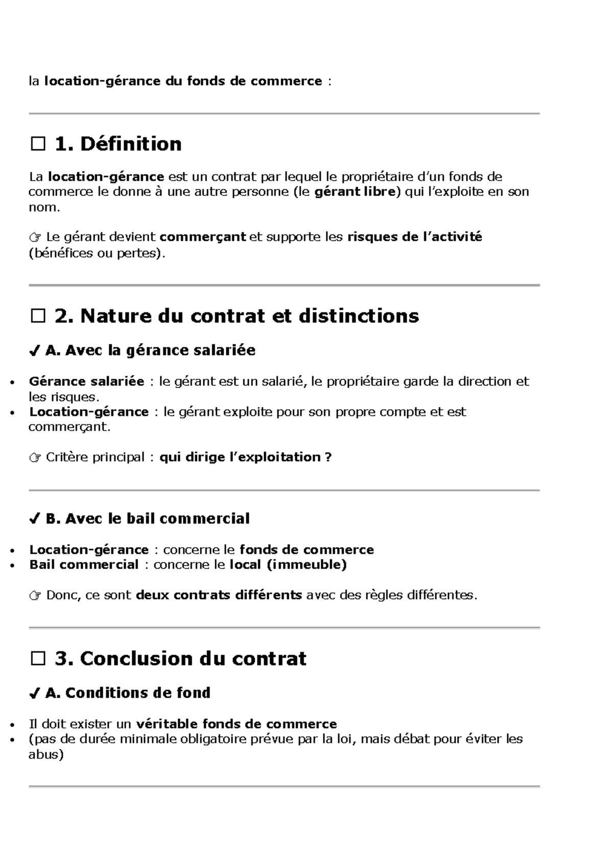 La location de fonds de commerce : Définition et distinctions - Studocu