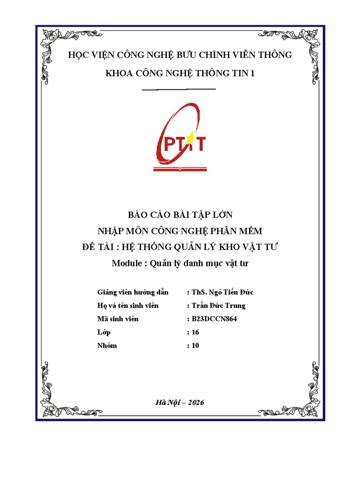 Báo Cáo Bài Tập Lớn Nhập Môn Công Nghệ Phần Mềm - Hệ Thống Quản Lý Kho ...