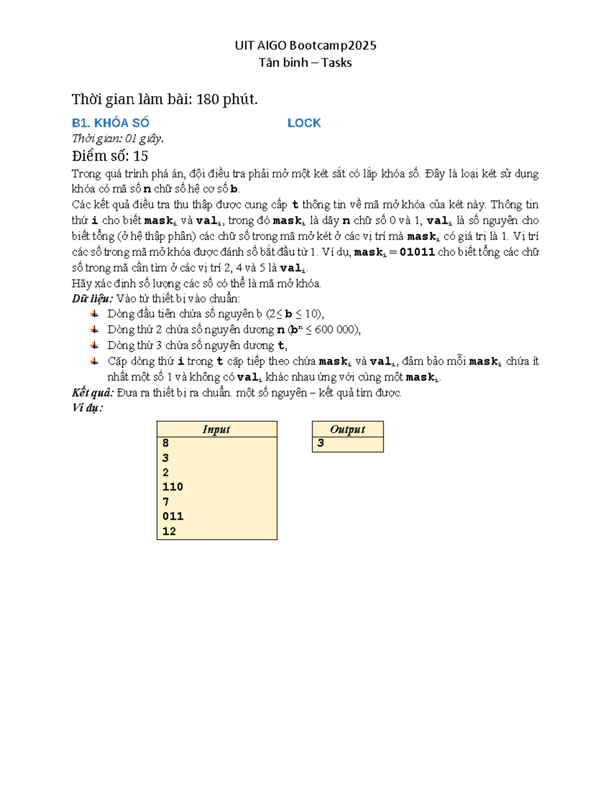 UIT AIGO Bootcamp2025 Tân binh Tasks: B1, B2, B3 Solutions - Studocu