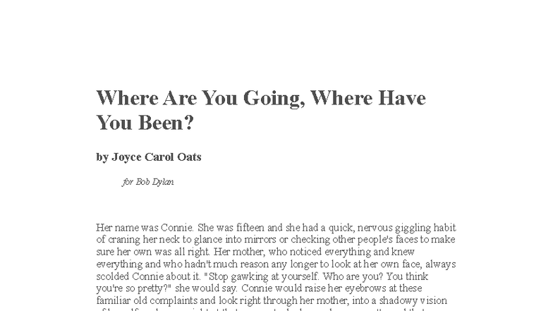 Where Are You Going, Where Have You Been? - Analysis & Insights - Studocu