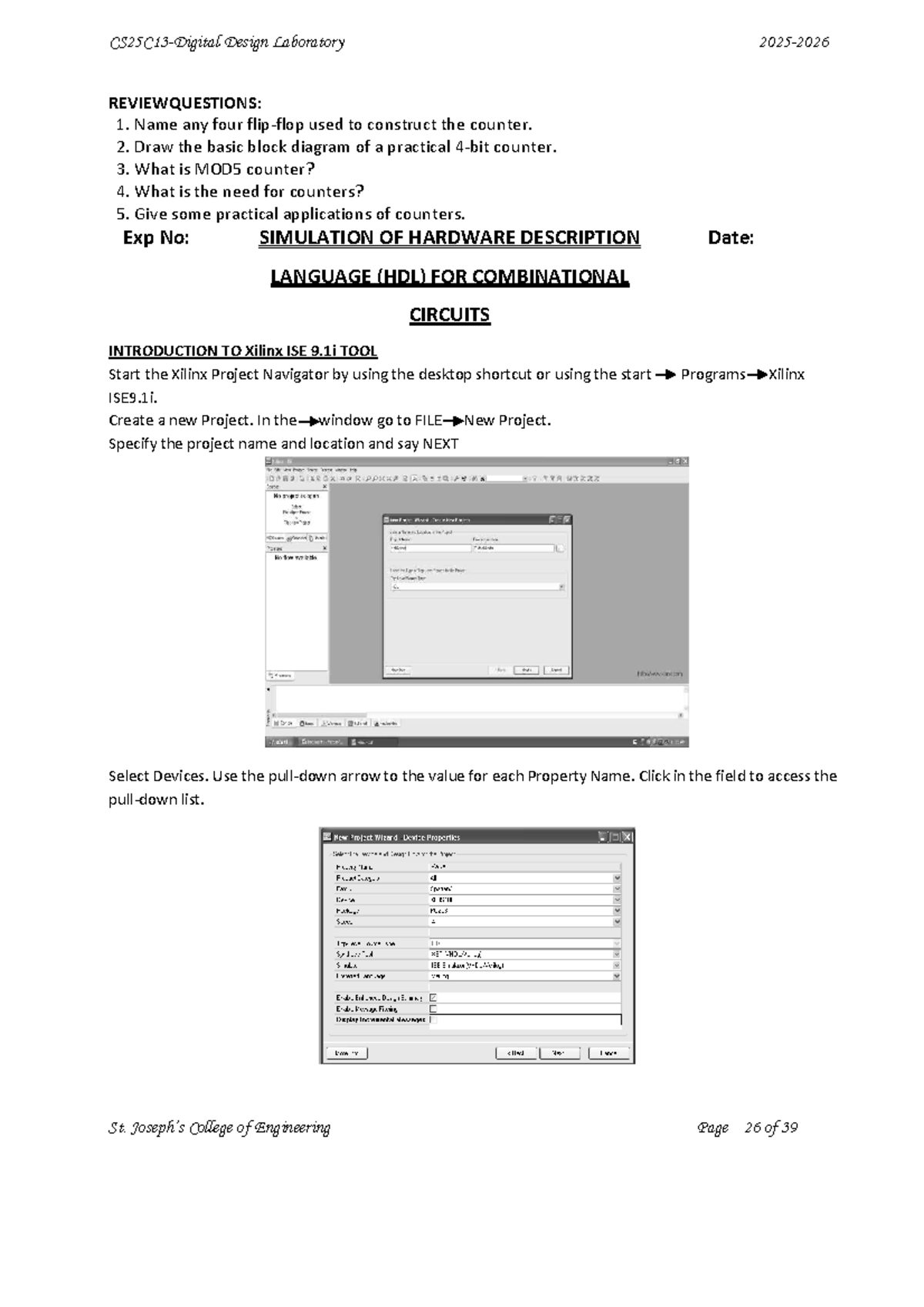 CS25C13 Digital Design Lab: Review Questions & HDL Simulation Guide ...