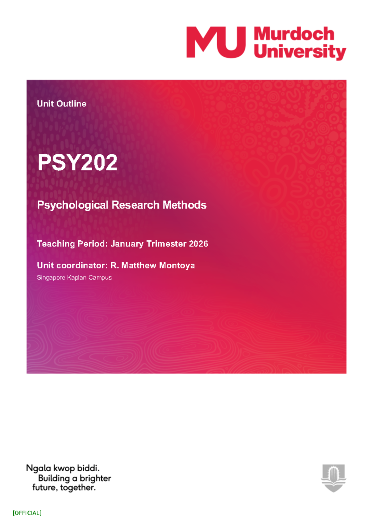 PSY202 Unit Guide: Psychological Research Methods (Jan Trimester 2026 ...