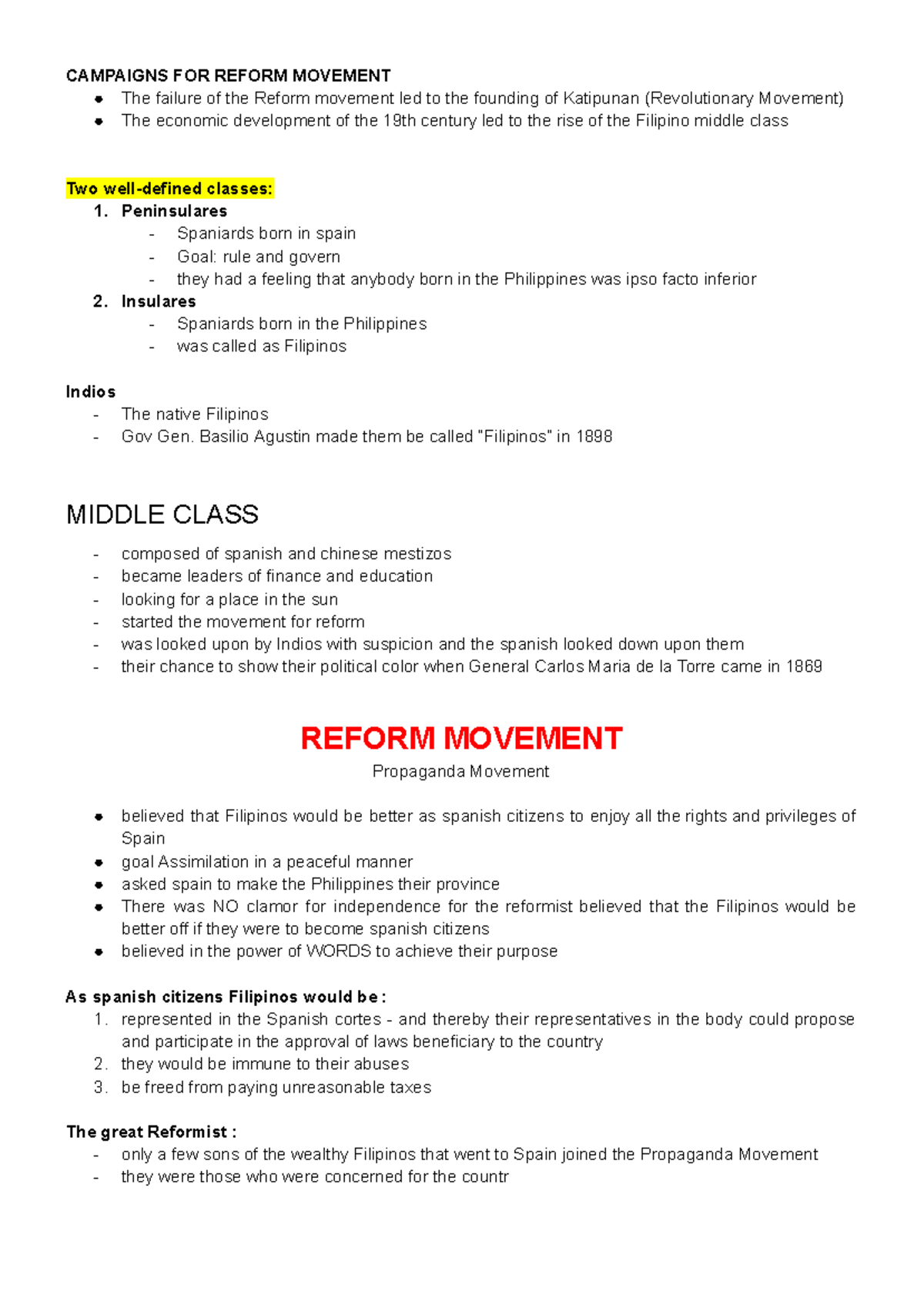 RPH Midterm Notes: The Reform and Revolutionary Movements in the ...