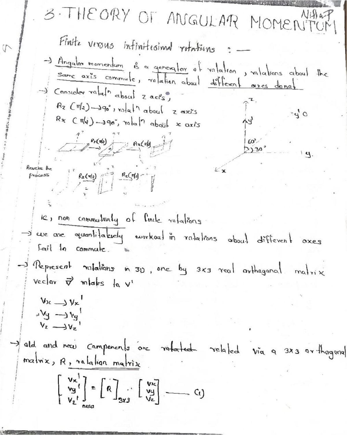 QM-1-3: Theory of Angular Momentum and Non-Commutative Relations - Studocu