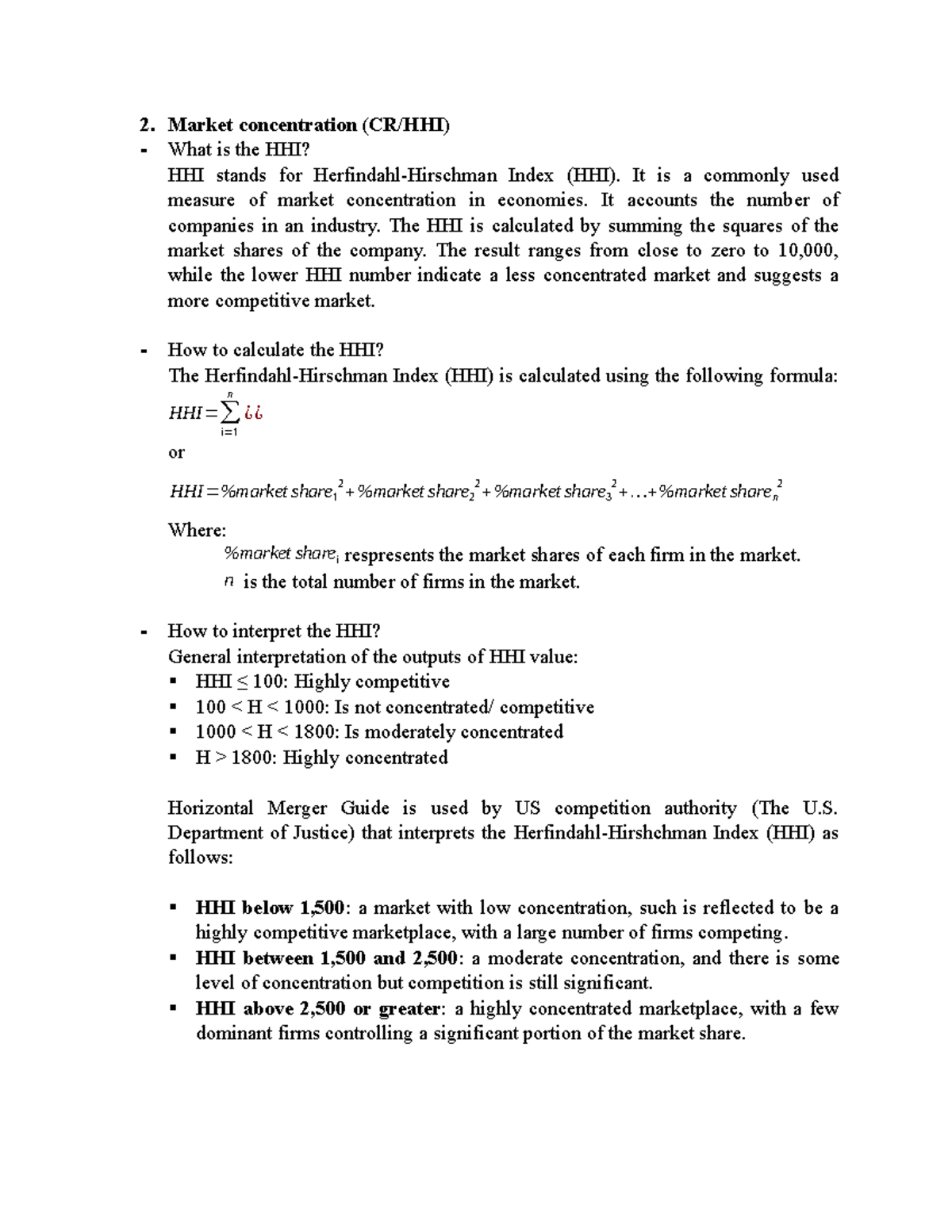 Market concentration raw - 2. Market concentration (CR/HHI) - What is ...