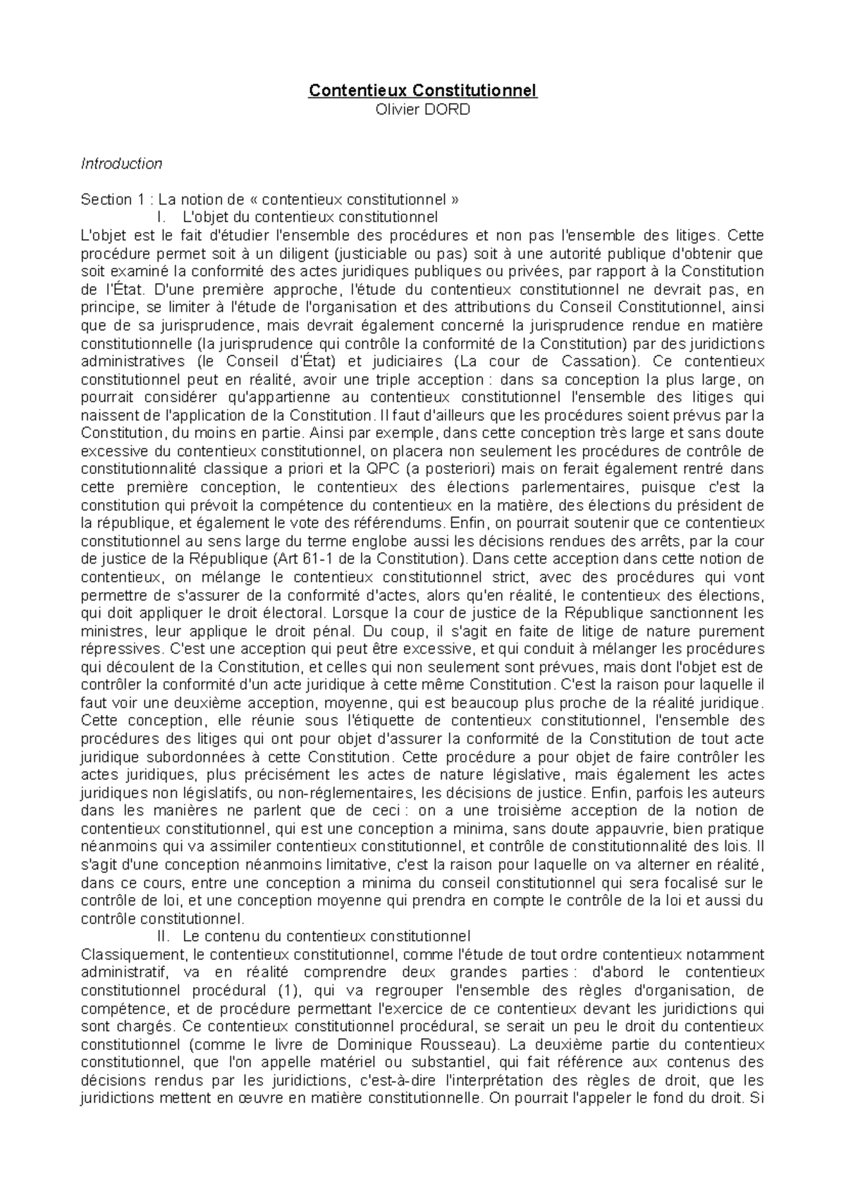 Contentieux Constitutionnel - L'objet du contentieux constitutionnel L ...