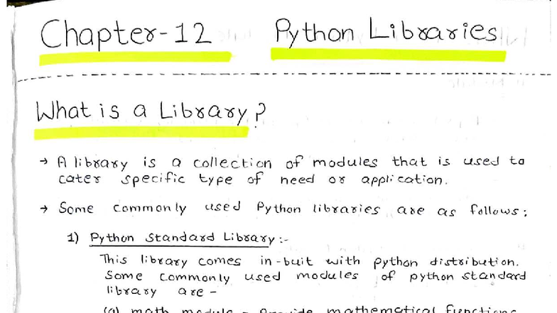 Python Libraries Overview: Key Modules and Their Functions - Studocu