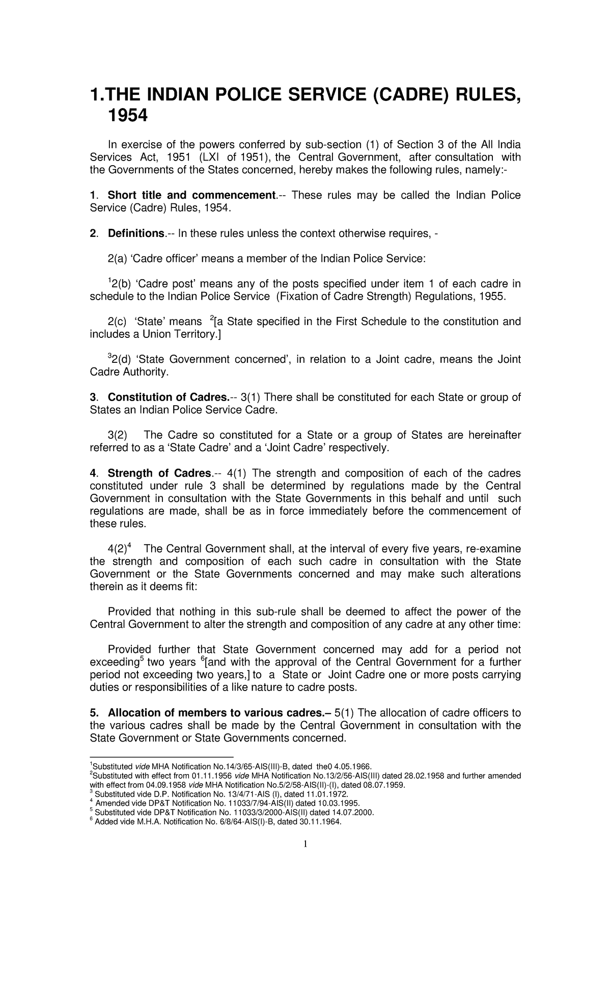 Revised IPS Cadre Rules 1954: Key Regulations and Provisions - Studocu