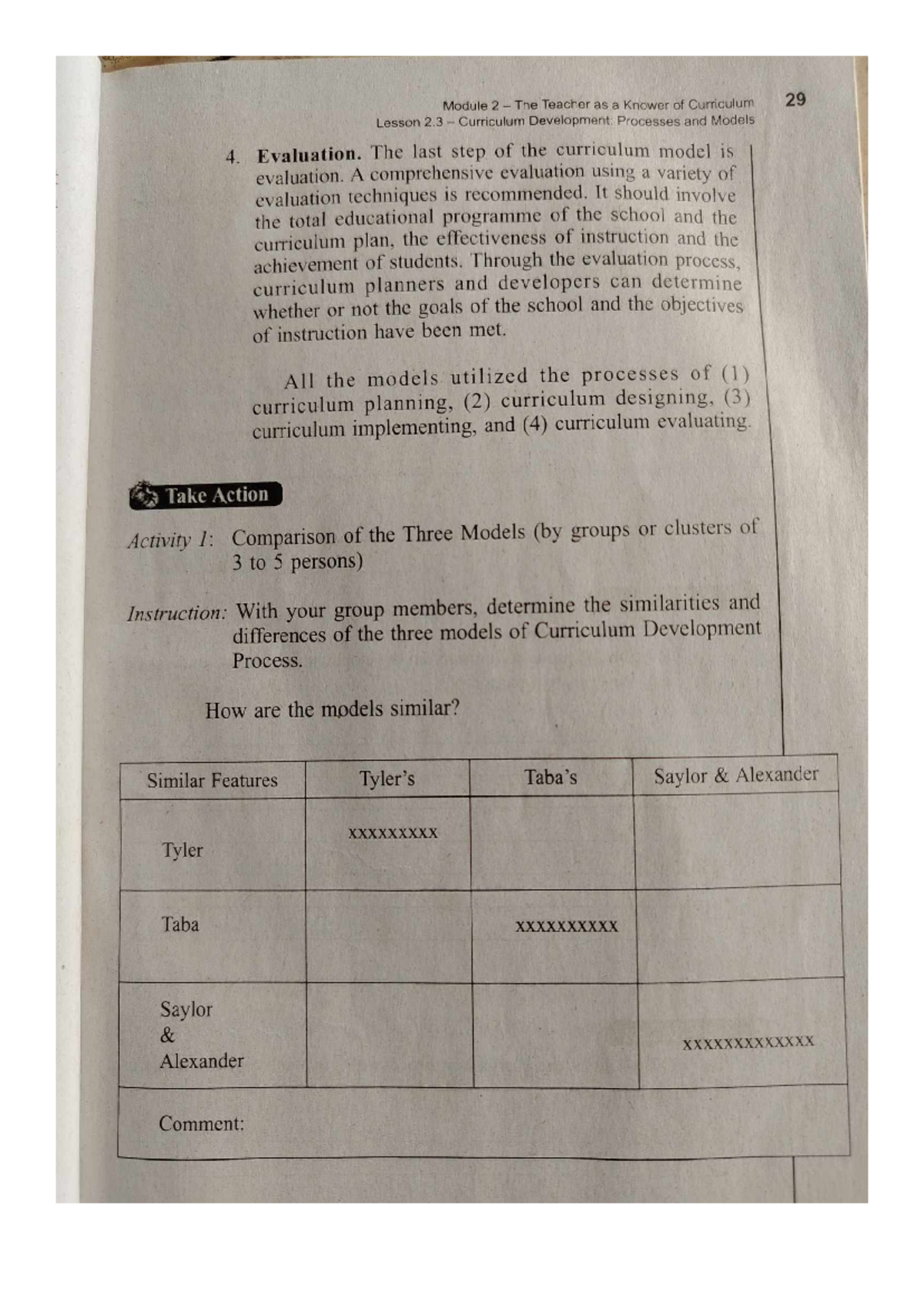Module 2: The Teacher as a Knower of Curriculum - Lesson 2.3 Evaluation ...