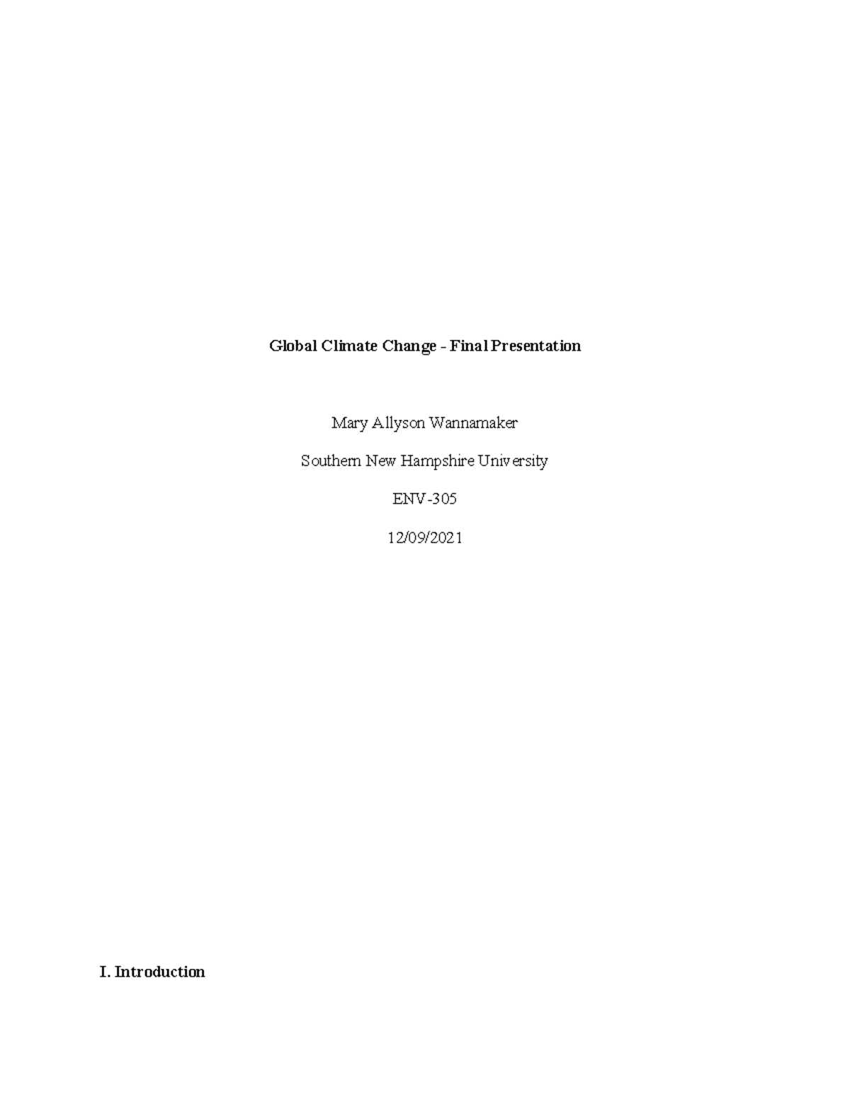 Global Climate Change - ENV- Final Presentation Notes & Insights - Studocu