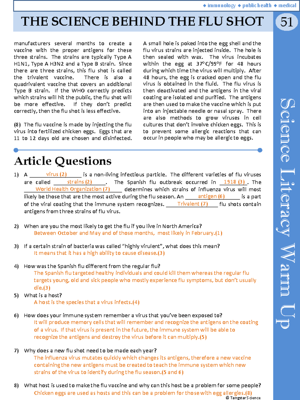 SCI 51 - Answer Key on The Science Behind the Flu Shot - Studocu
