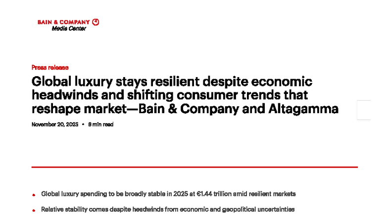 Bain & Company, 2025 - Academic Report - BAIN COMPANY Media Center ...