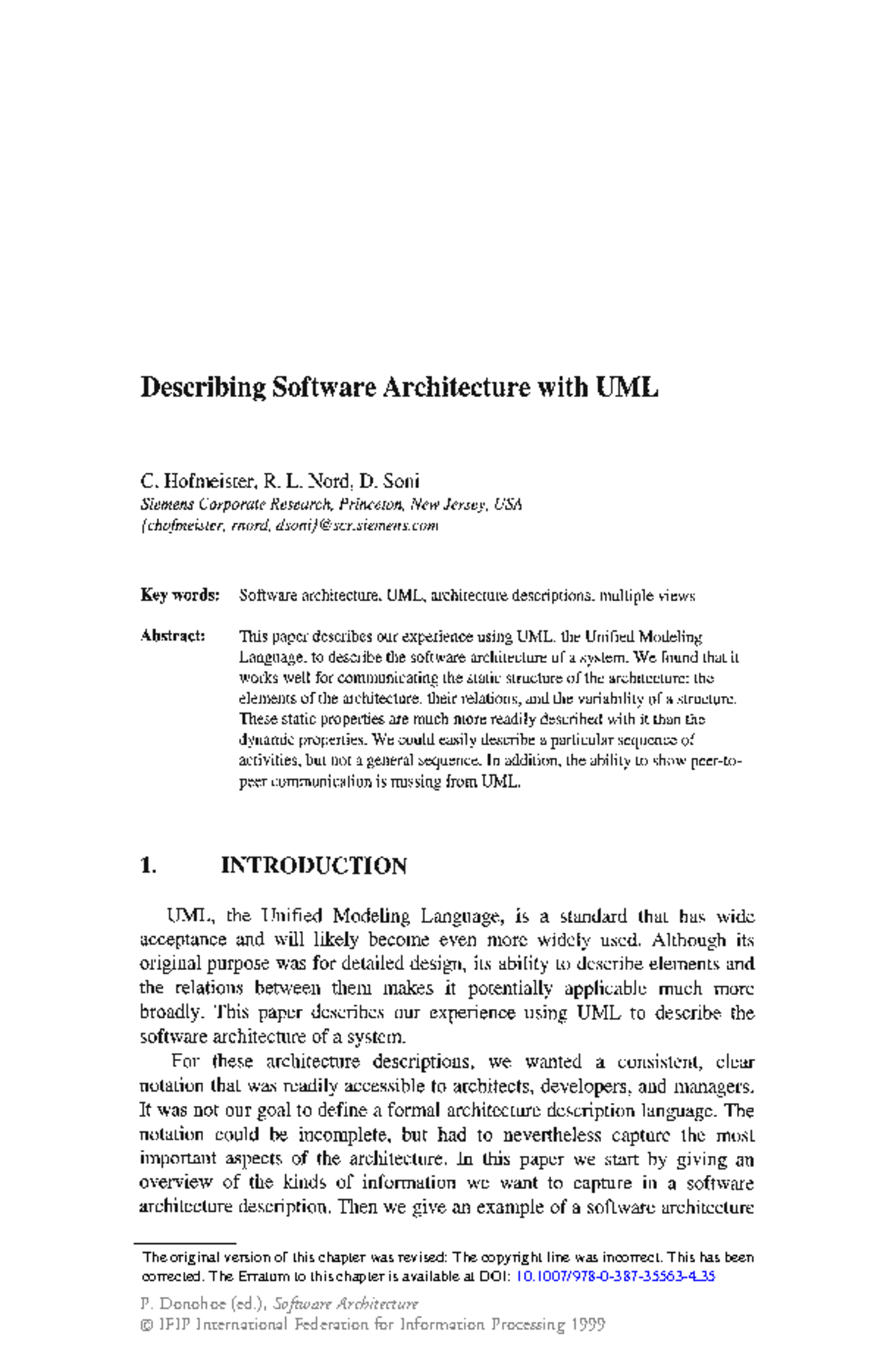 Describing Software Architecture ...
