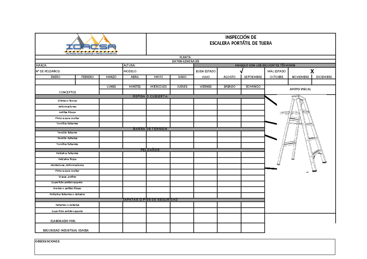 Check LIST Escaleras DE Tijeras 2021 - INSPECCIÓN DE ESCALERA PORTÁTIL ...