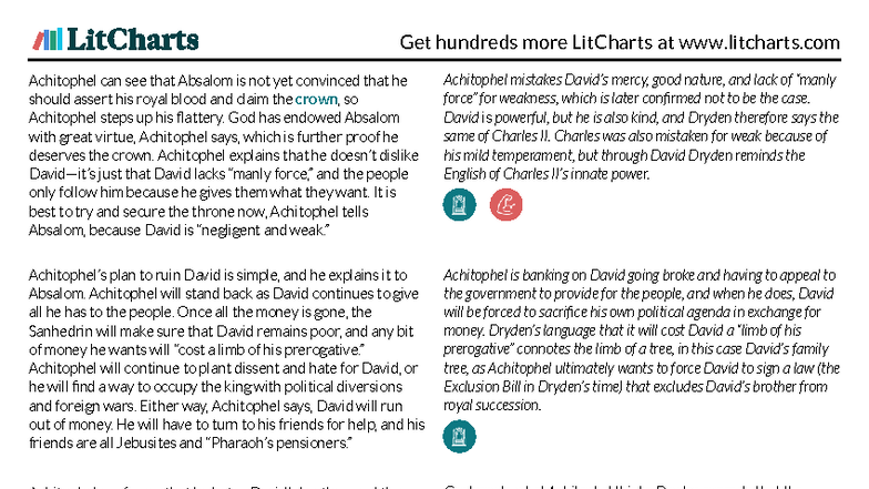 Absalom and Achitophel Analysis - LitCharts Study Notes - Studocu