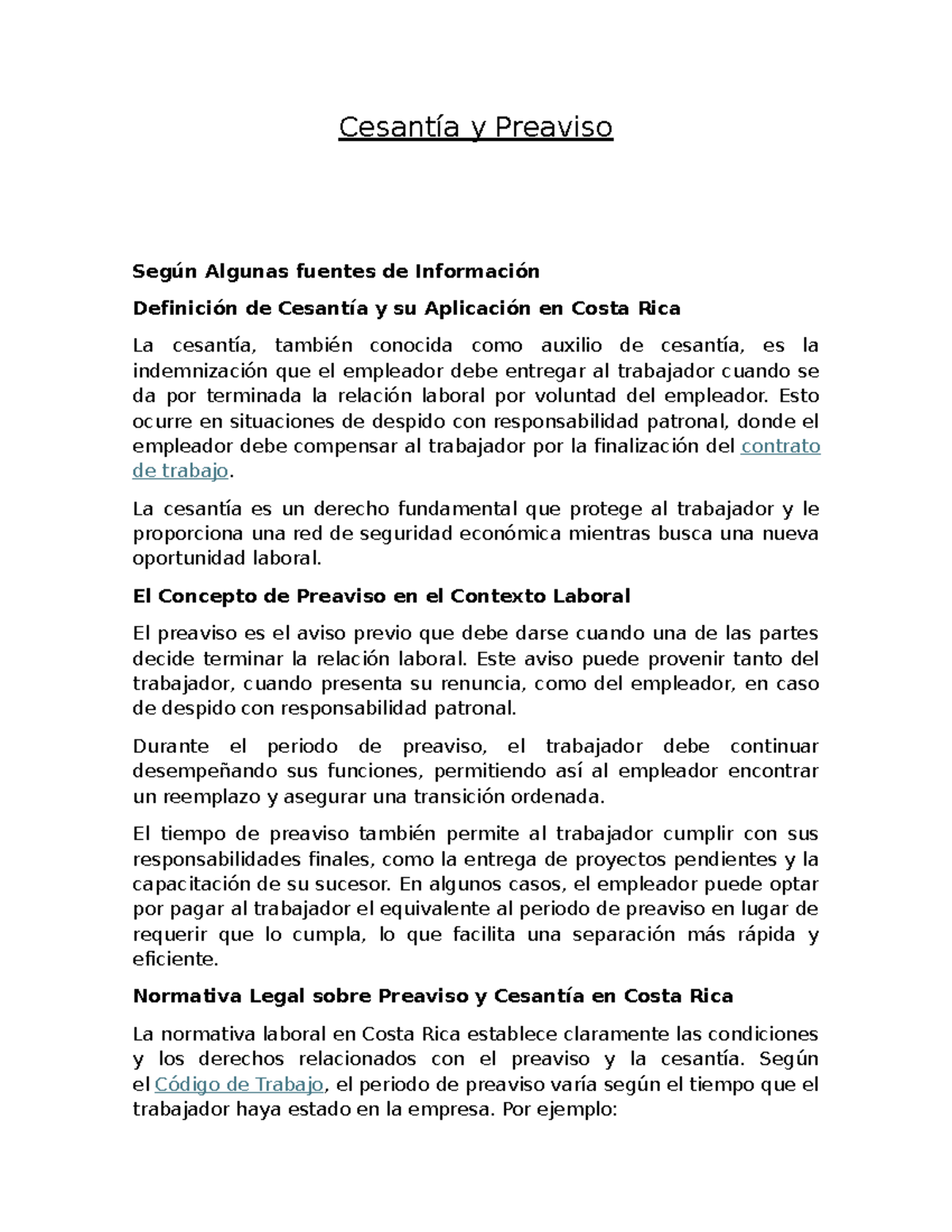 Guía sobre Cesantía y Preaviso en el Contexto Laboral en Costa Rica ...