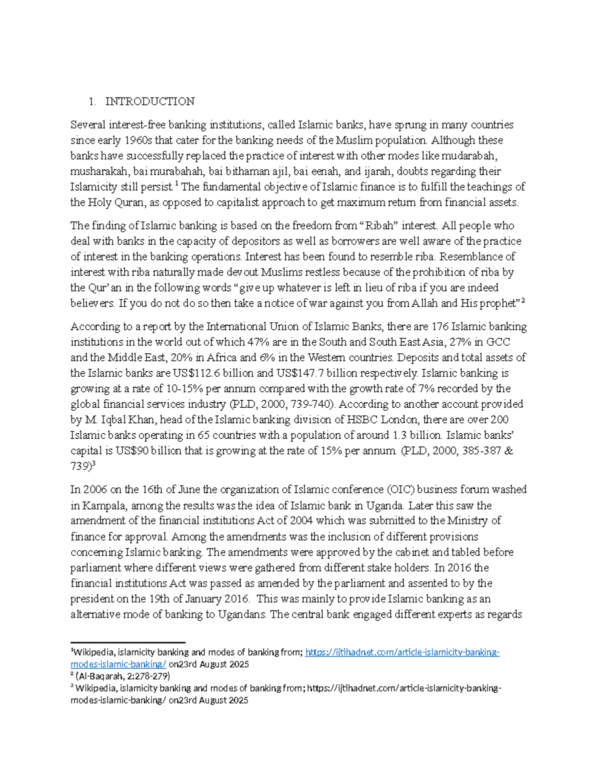 Islamic Banking Coursework: Understanding Modes and Principles - Studocu
