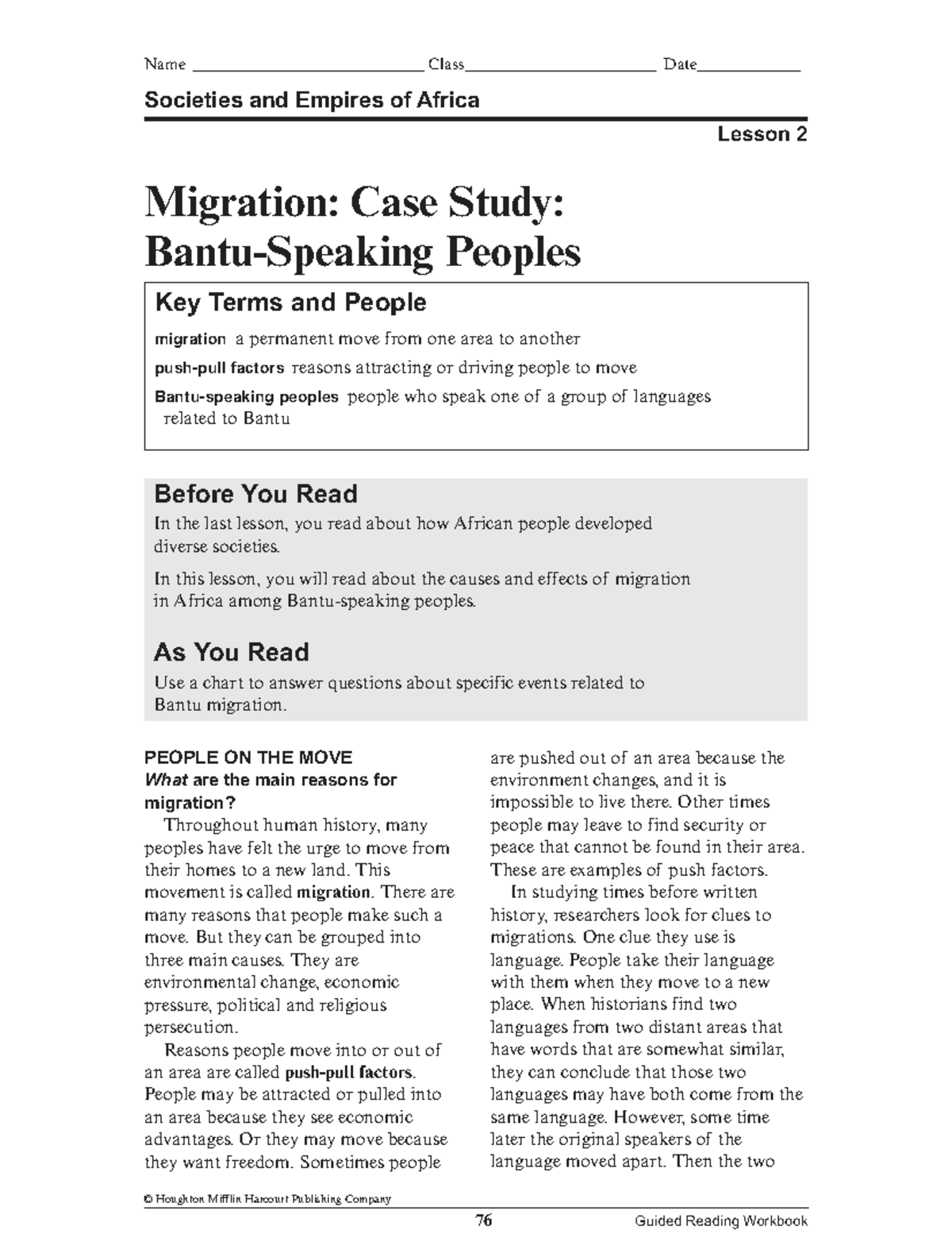 Bantu Migrations: Causes & Cultural Impact - Lesson 2 Case Study - Studocu