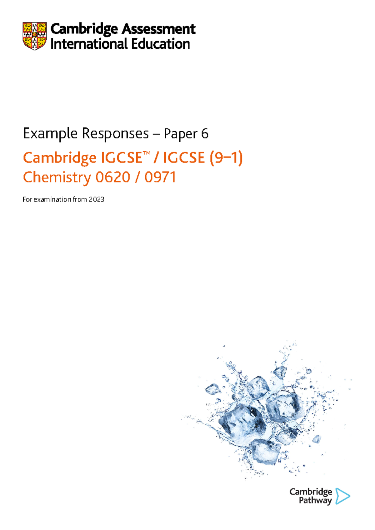 Example Candidate Responses for IGCSE Chemistry 0620/0971 Paper 6 (2023 ...