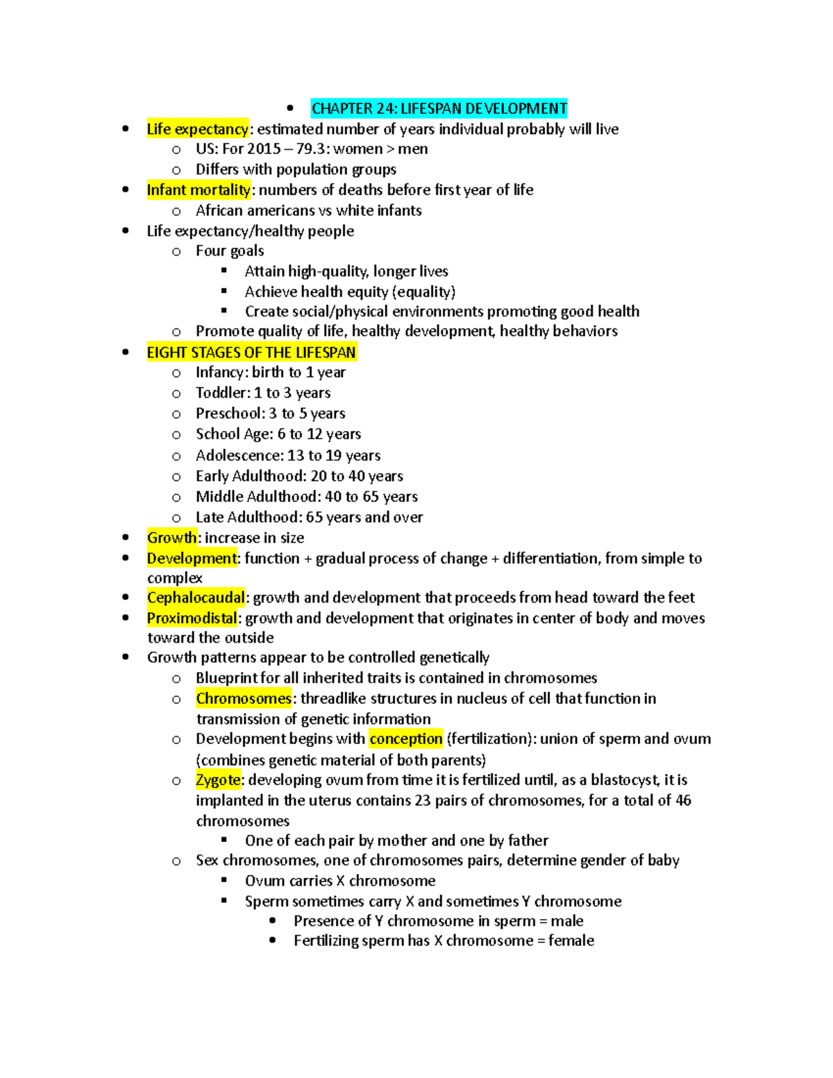 CH 24 - Lifespan Development: Key Concepts and Stages Explained - Studocu