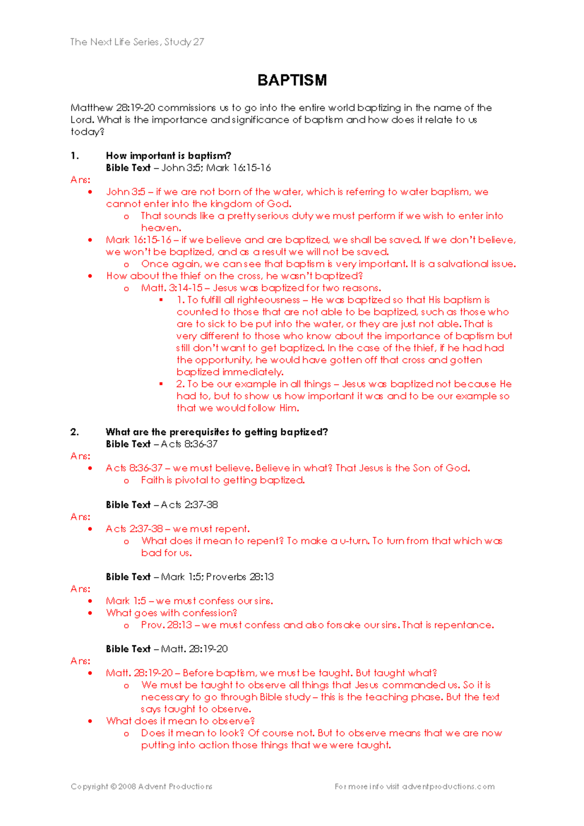 27 Baptism - Essential Notes and Significance for Believers - Studocu