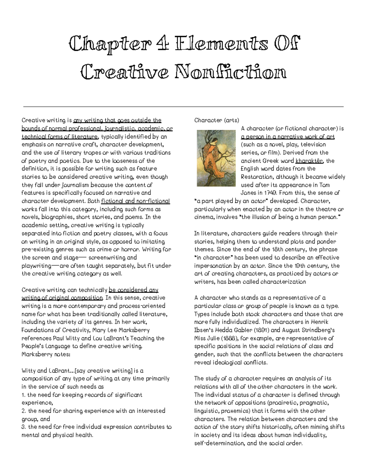 Chapter 4: Key Elements of Creative Nonfiction Explained - Studocu