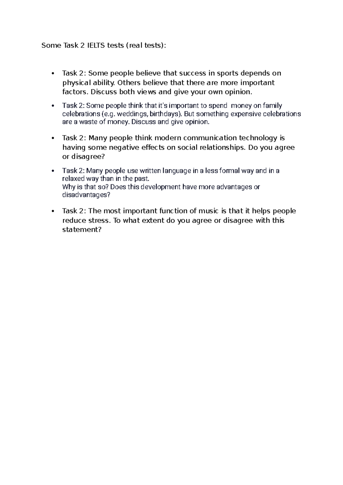 IELTS Task 2 Essay Prompts: Discussing Key Topics - Studocu