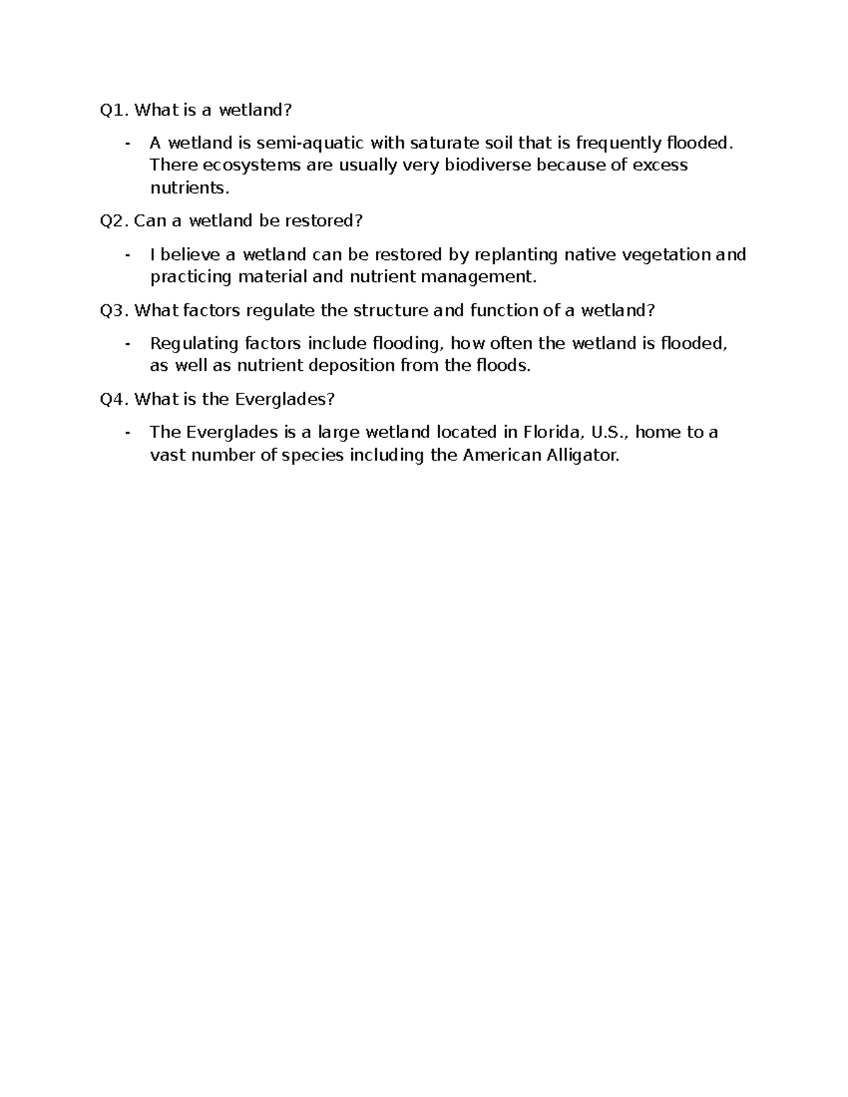 EG Pre-Unit Self-Assessment: Understanding Wetlands and the Everglades ...