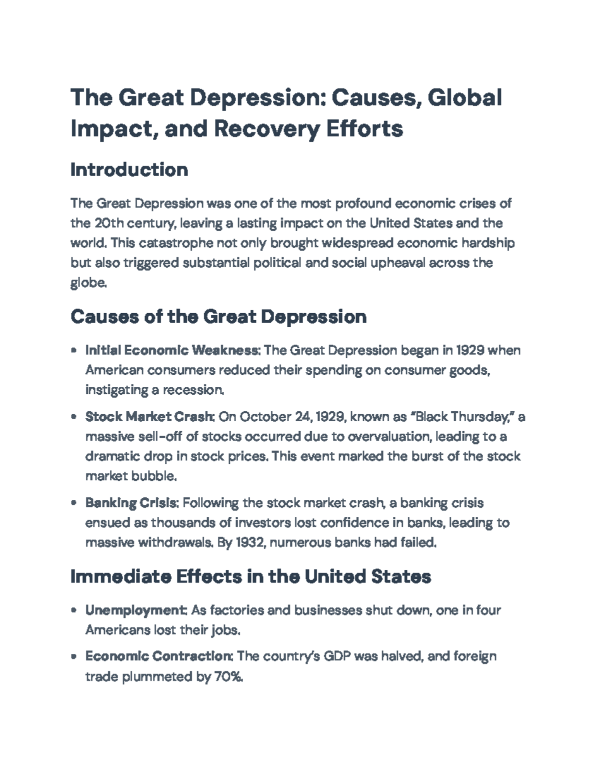 The Great Depression: Causes, Global Impact, and Recovery Efforts - The ...