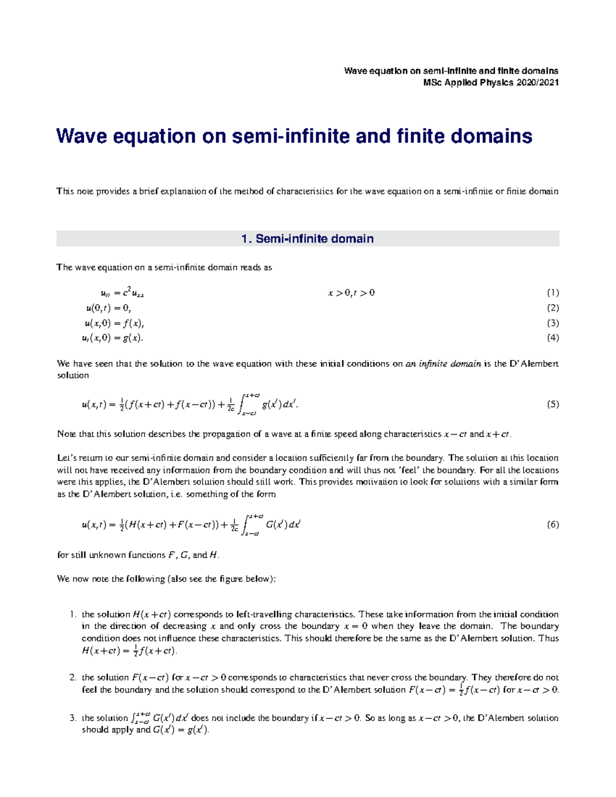 MSc AP 2020: Wave Equation on Semi-Finite & Finite Domains Notes ...