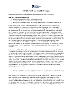 HUM 102 Module Four Project Draft Template - HUM 102 Module Four ...