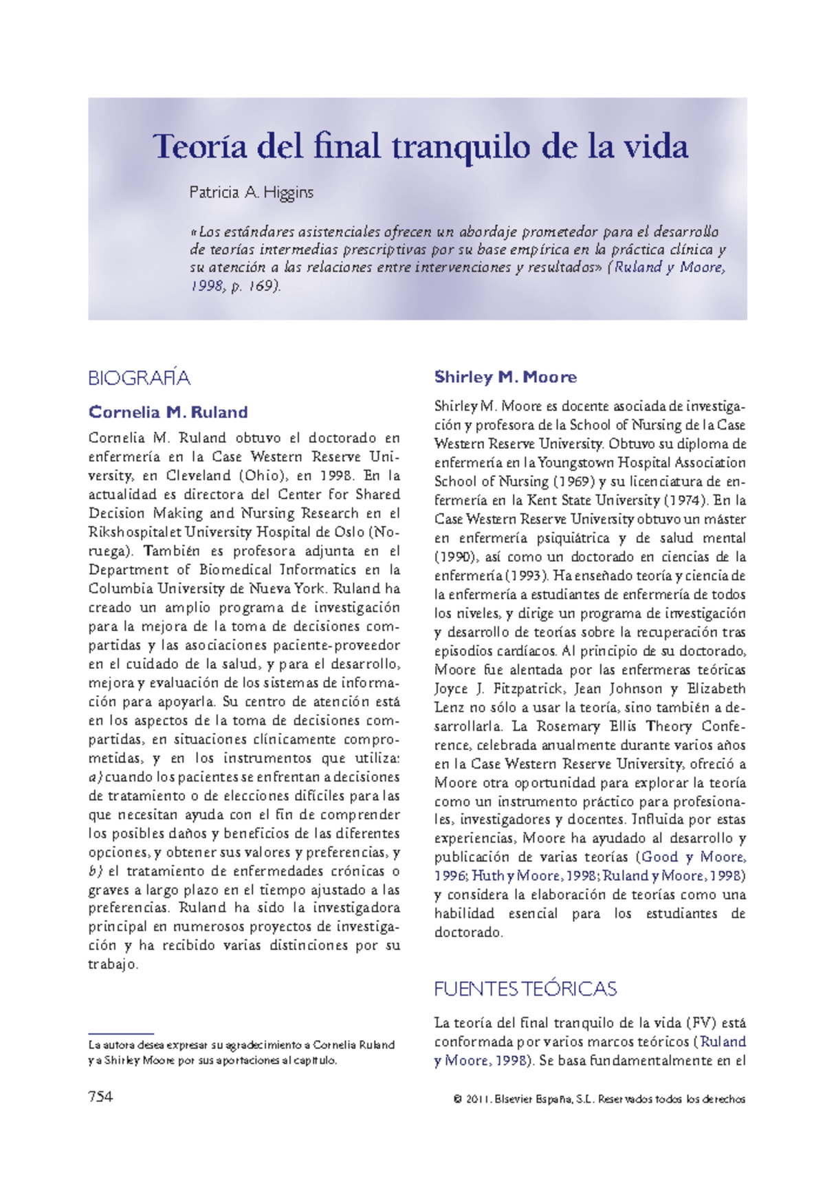 Teoría del Final Tranquilo de la Vida - Ruland & Moore 2023 - Studocu