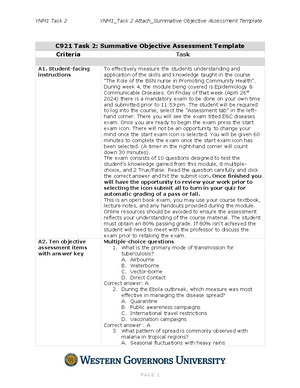 Summative Objective Assessment Paper - Running head: ASSESSMENT AND ...