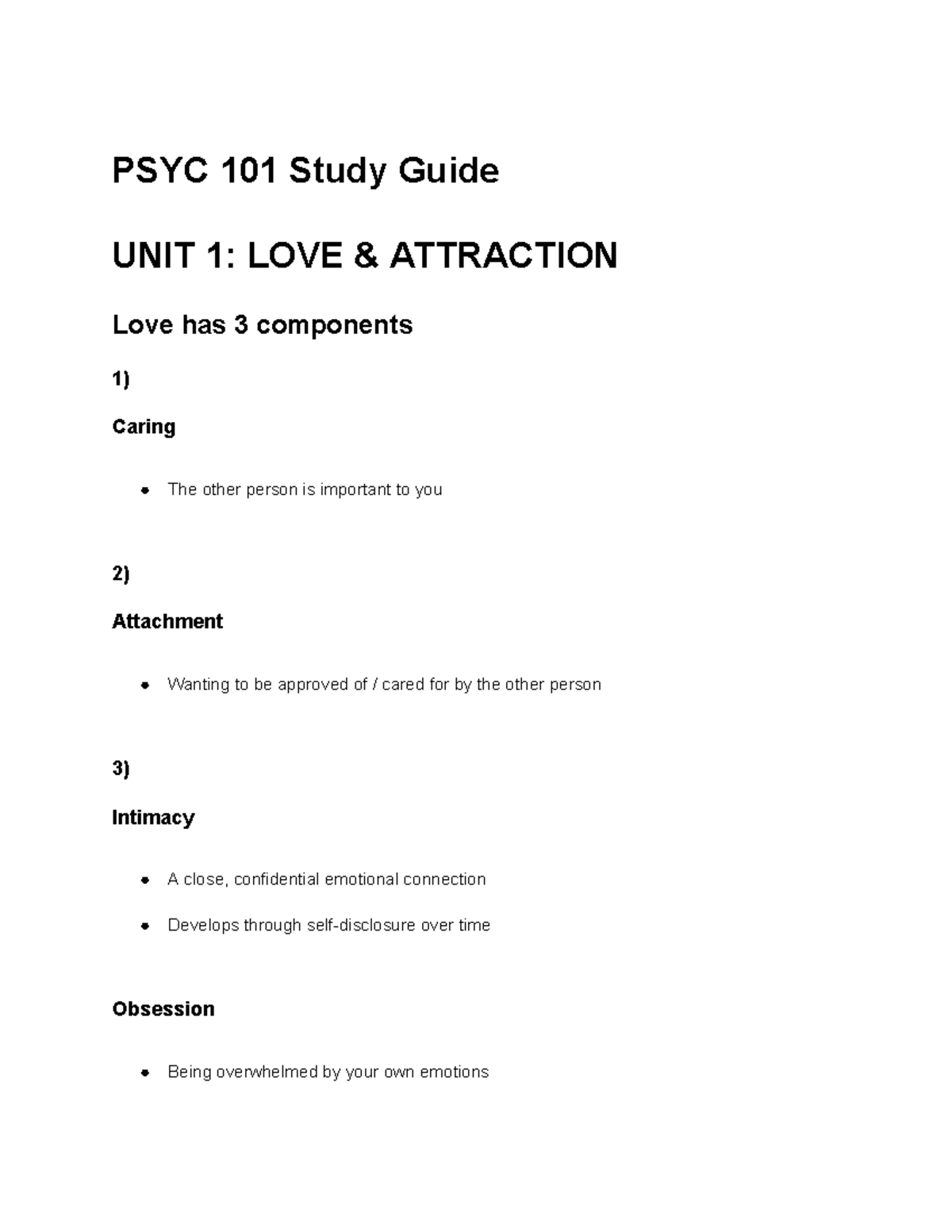 PSYC 101 Study Guide: Love, Prejudice, and Persuasion - Studocu