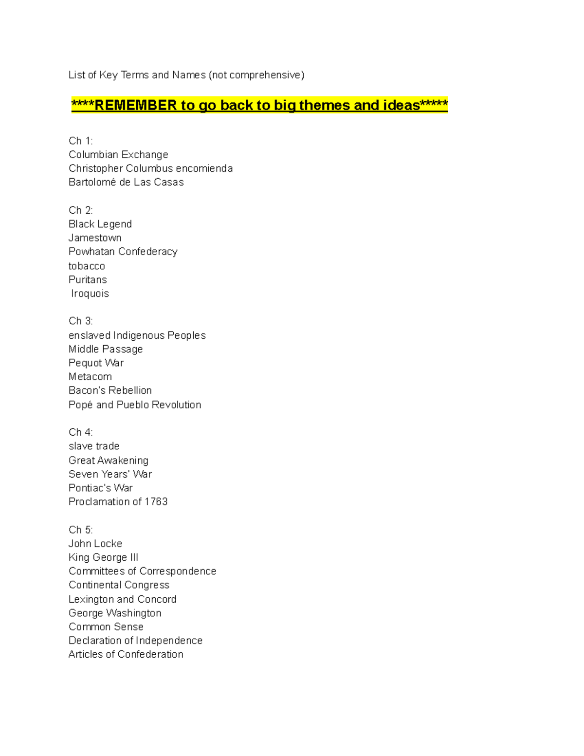 Comprehensive US History Study Guide: Key Terms & Themes - Studocu