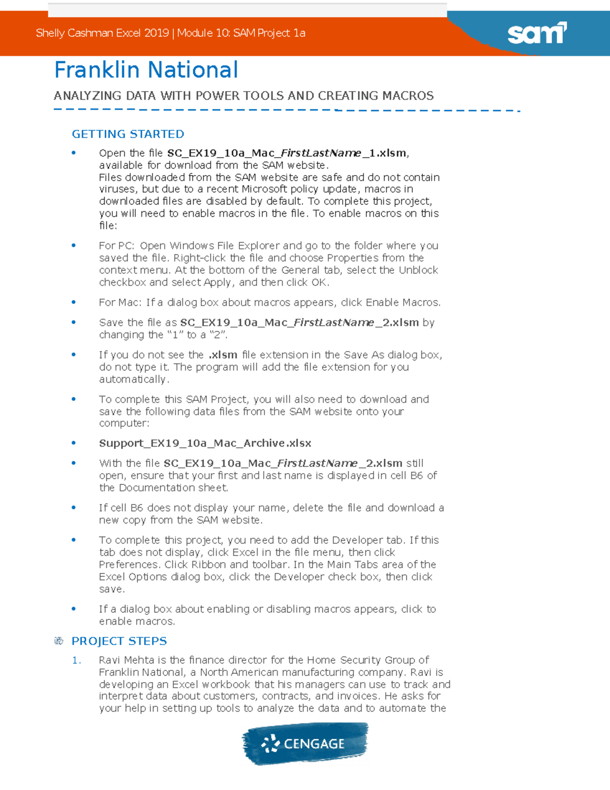 Instructions for SC EX19 10a Mac: Analyzing Data & Creating Macros - Studocu