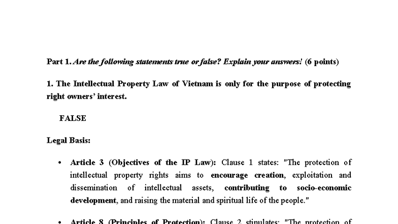 Midterm Test 7: True or False on Intellectual Property Law - Studocu