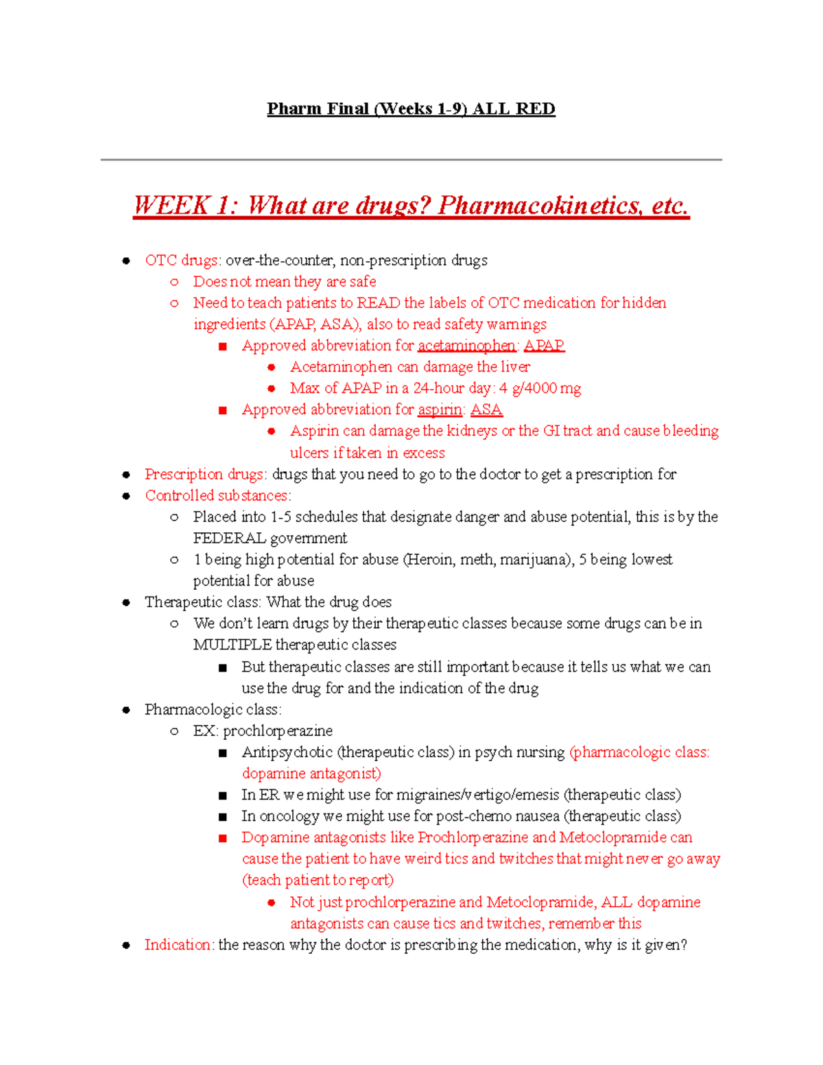 Pharm Final Exam Notes: Pharmacokinetics, Drug Classes & Interactions ...
