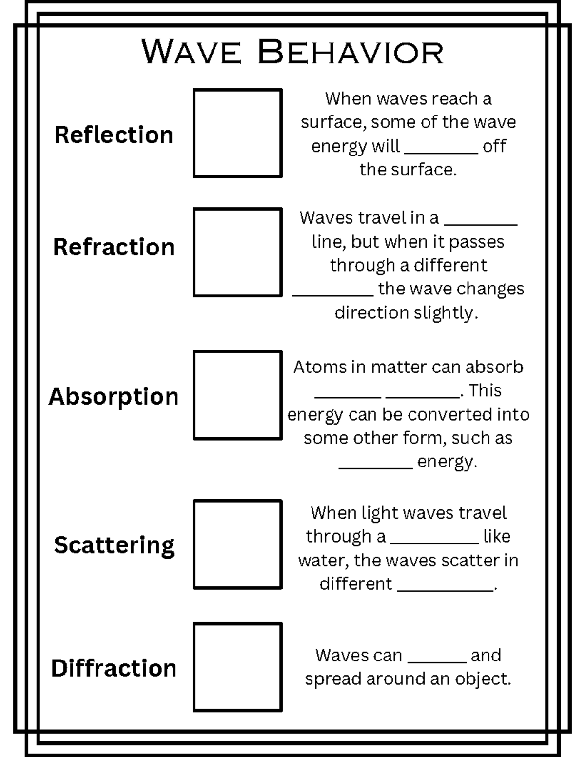 Wave Behavior Guided Notes - Reflection, Refraction, Absorption - Studocu