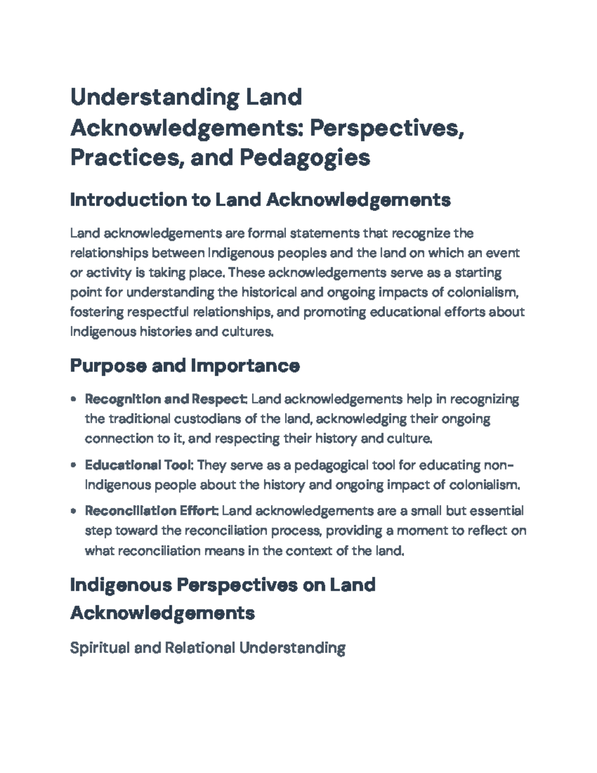 Understanding Land Acknowledgements: Practices and Pedagogies ...